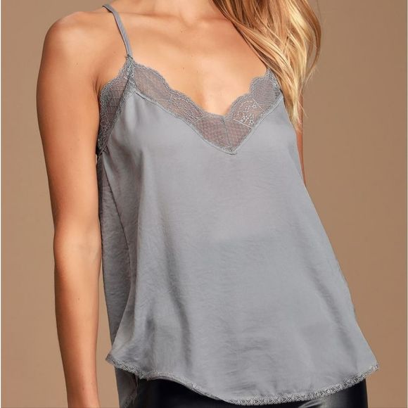 Lulus | Tops | Lulusmichaelegrey Blue Lace Racerback Cami Top Size ...